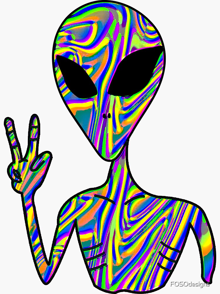 "Trippy Alien 3" Sticker for Sale by FOSOdesigns | Redbubble