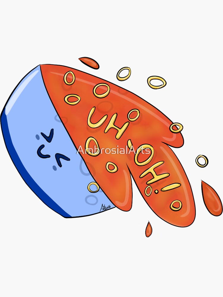 "Uh-Oh SpaghettiOs!" Sticker for Sale by AmbrosialArts | Redbubble