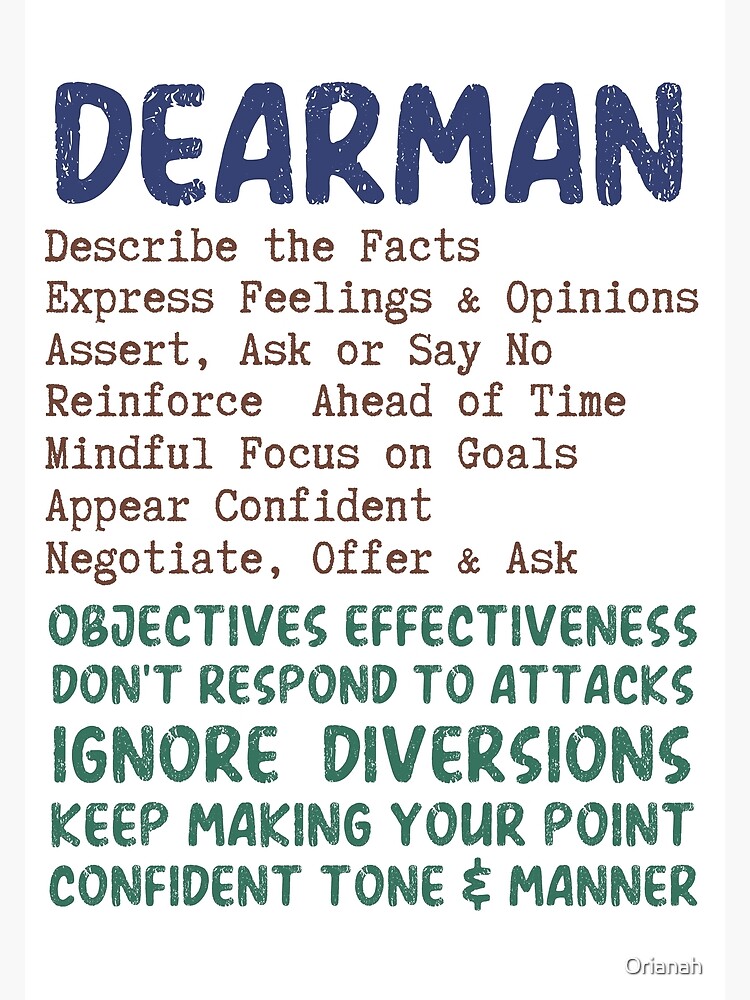 "Interpersonal Effectiveness: DEARMAN. Wise Mind, Walking the Middle ...
