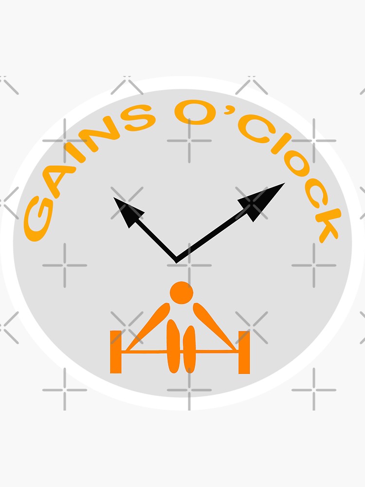 "Gains O'clock Tshirt Cool Shirt For Weightlifting" Sticker for Sale by ...