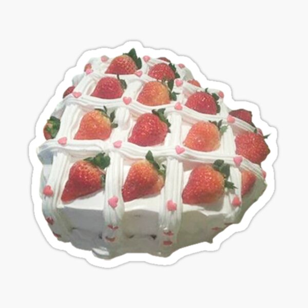 "cute strawberry heart-shaped cake" Sticker for Sale by Effyelle ...