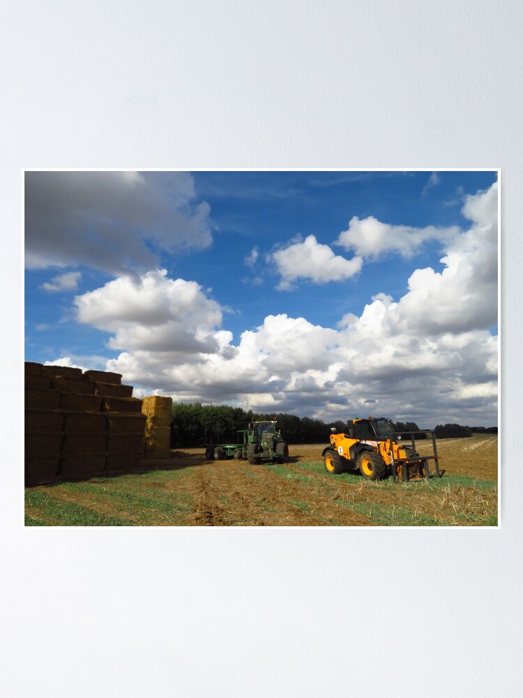 "Green Tractor & Trailer, Yellow Telehandler" Poster for Sale by ...