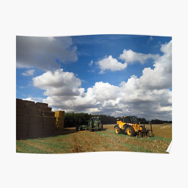 "Green Tractor & Trailer, Yellow Telehandler" Poster for Sale by ...