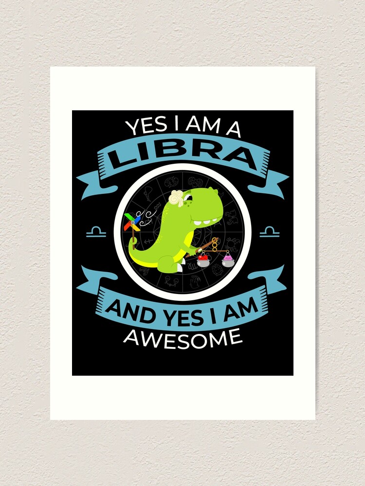 "Cute Libra Zodiac Sign Astrology T-Rex Dinosaur Horoscope" Art Print ...