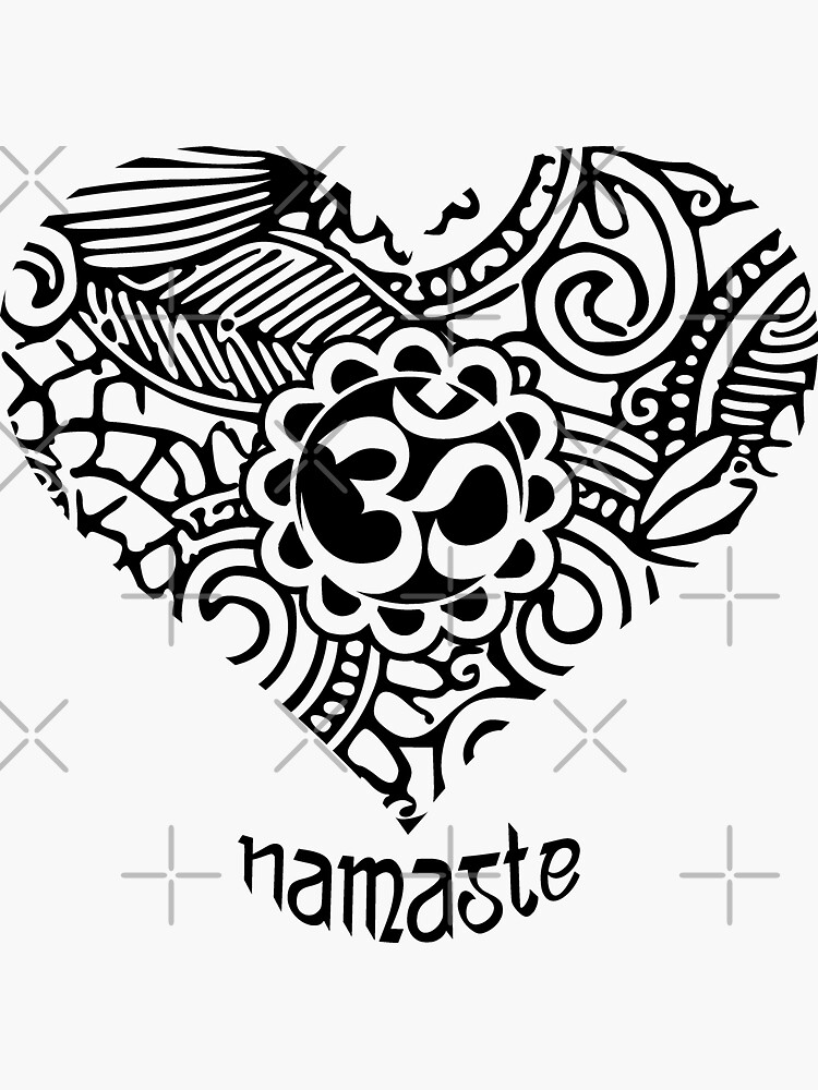 "Yoga Heart Namaste Om" Sticker for Sale by EthosWear | Redbubble