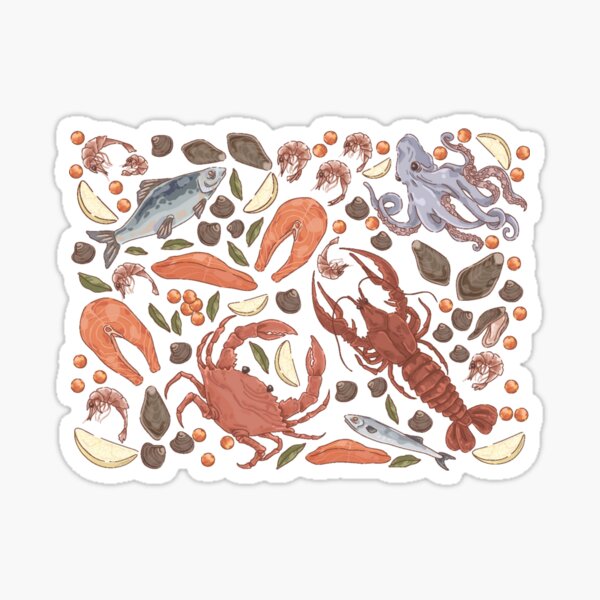"Seafood design" Sticker for Sale by Animogrophy | Redbubble