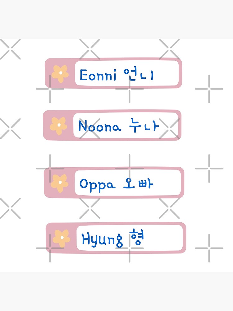 "Korean Labels, Noona, Eonni, Oppa, Hyung" Art Print by Kdramaspot ...