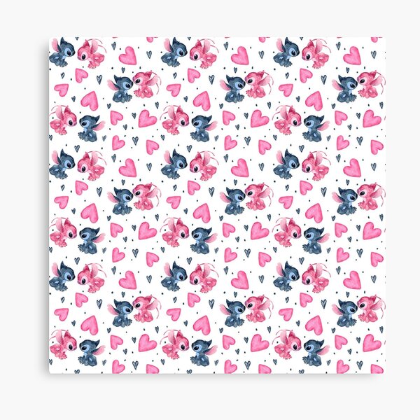 Lienzo «Papel digital Lilo y Stitch Papel digital acuarela corazón» de ...