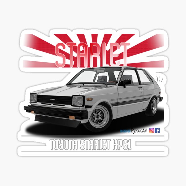 "Toyota Starlet KP61 White" Sticker for Sale by pjesusartrb | Redbubble