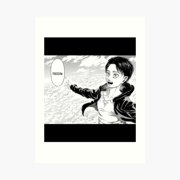 "Freedom Eren Yeager Manga Panel Attack on Titan Poster" Art Print for ...