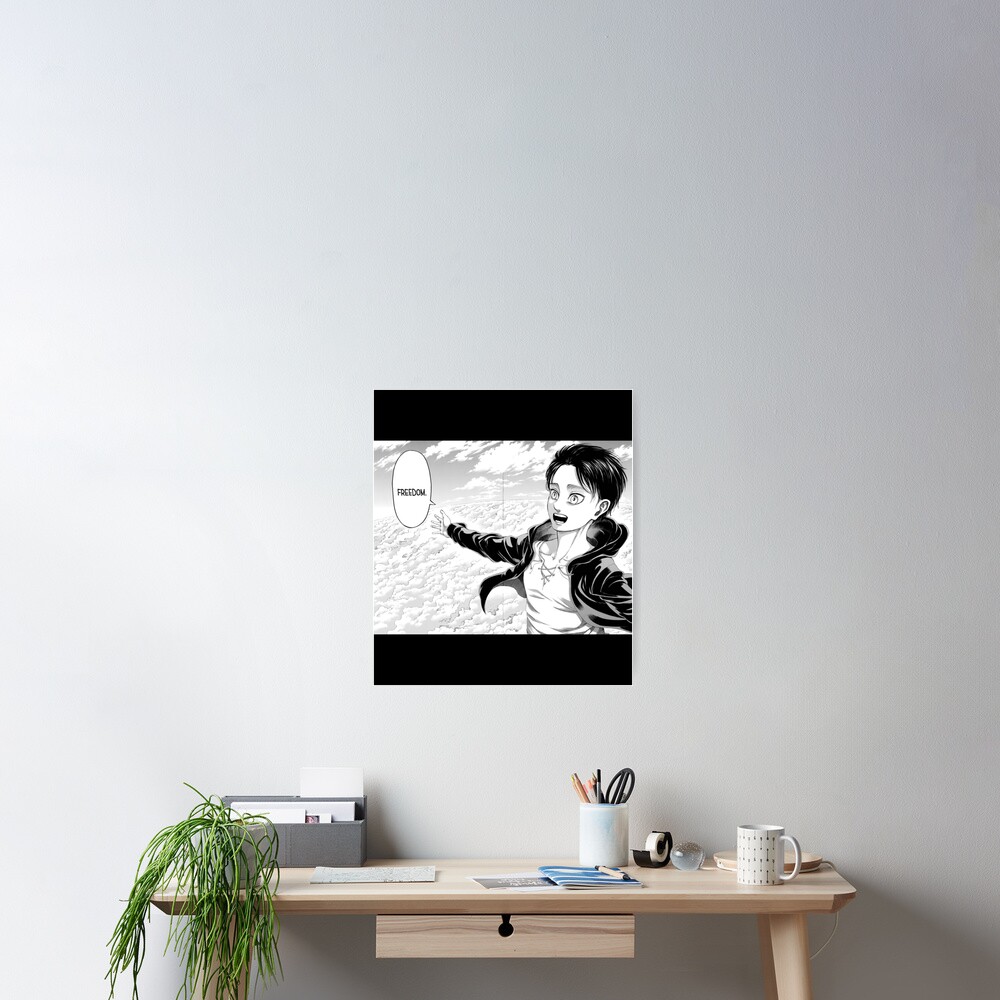 "Freedom Eren Yeager Manga Panel Attack on Titan Poster" Poster von ...