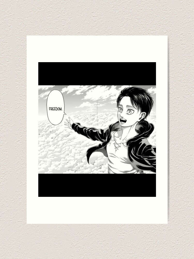 "Freedom Eren Yeager Manga Panel Attack on Titan Poster" Art Print for ...