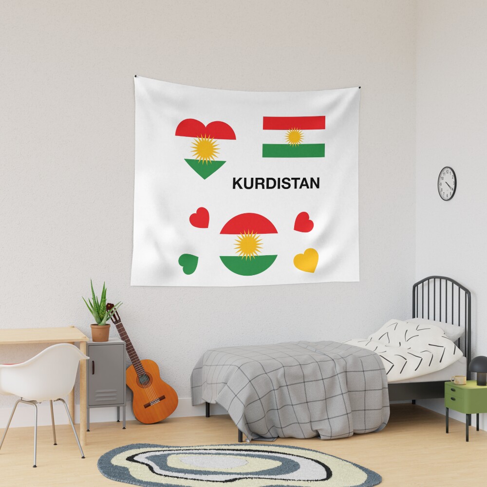 "Kurdistan Kurdish flag shapes + text + collection - heart" Sticker for ...