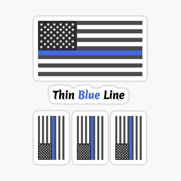 "Thin Blue Line labels - American flag with blue line" Sticker for Sale ...