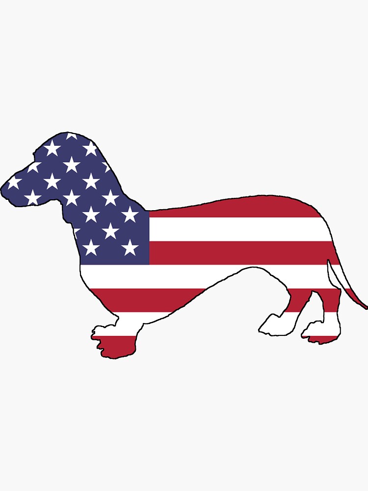 "American Flag – Dachshund" Sticker by DelirusFurittus | Redbubble