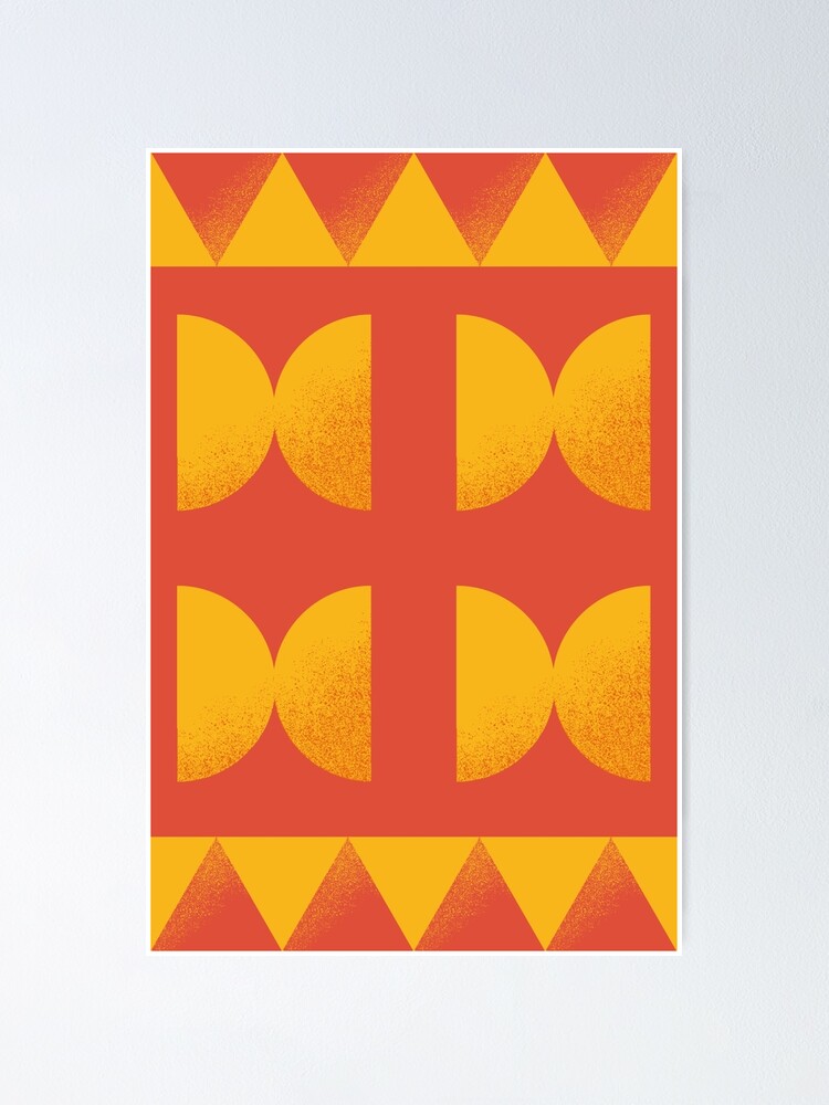 "Orange Yellow Half Moon Triangle Geometric Bold Illustration sticker ...