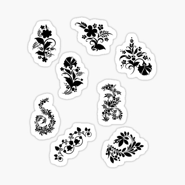 "Awesome Black Flowers Pack" Sticker for Sale by OB-Store | Redbubble