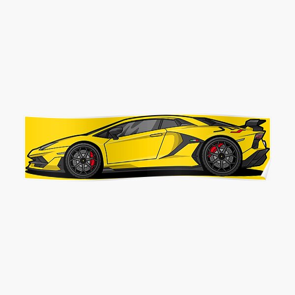 "Lamborghini Aventador SVJ LP770-4 Yellow" Poster by MarlonVector ...