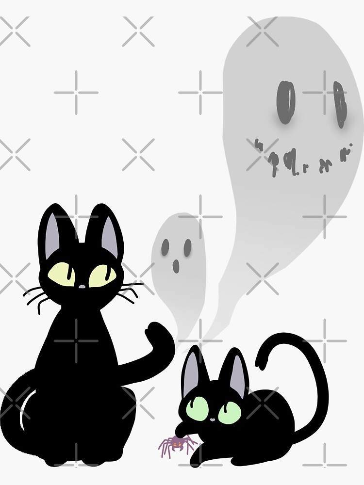 "Boo! Spooky Halloween with ghosts, black cats, and spiders! " Sticker ...