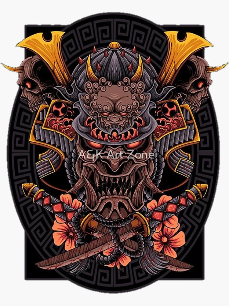 "Japanese Oni Art " Sticker by babybeeart | Redbubble