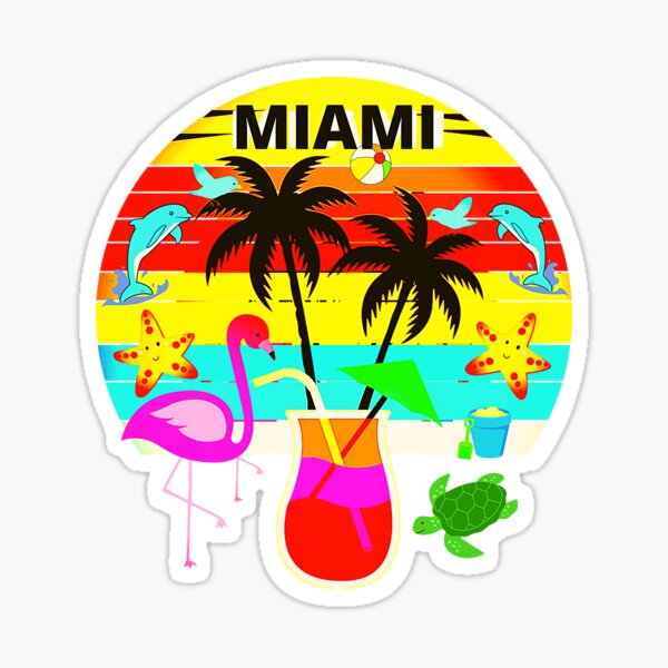 "MIAMI" Sticker by TheBeachNiche | Redbubble