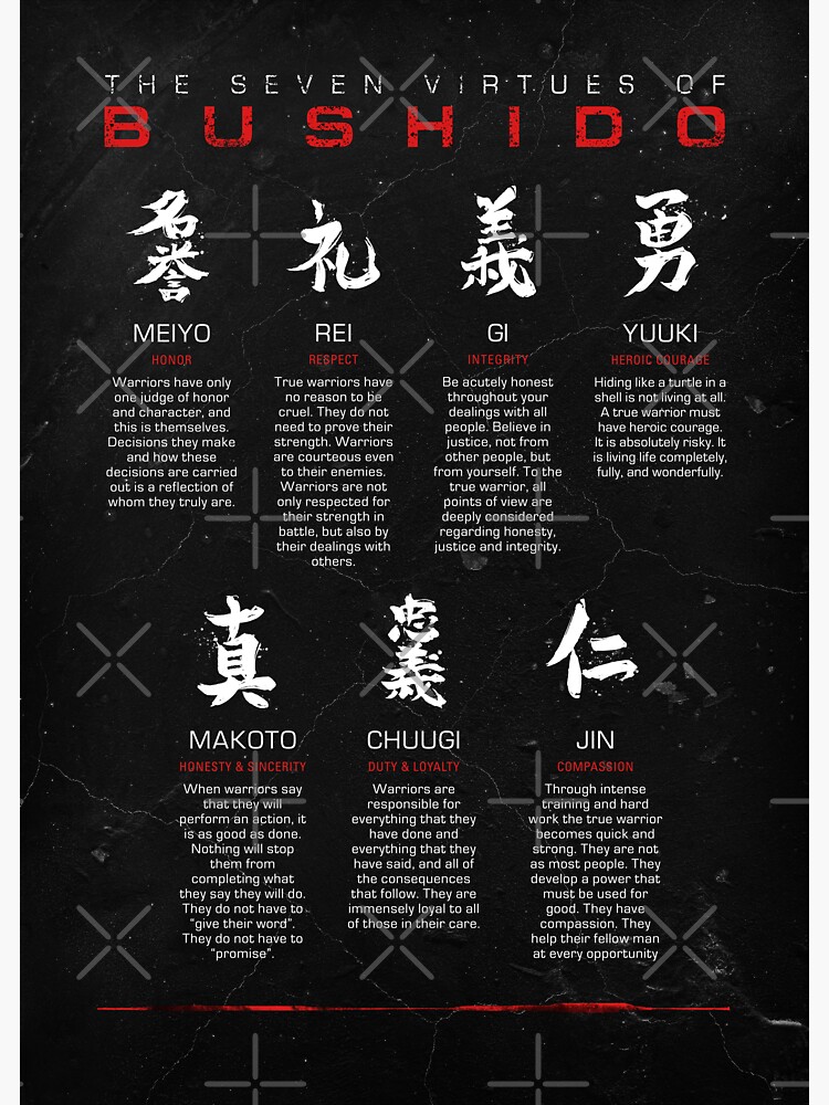 "Bushido Code Black" Sticker for Sale by Nikita Abakumov | Redbubble