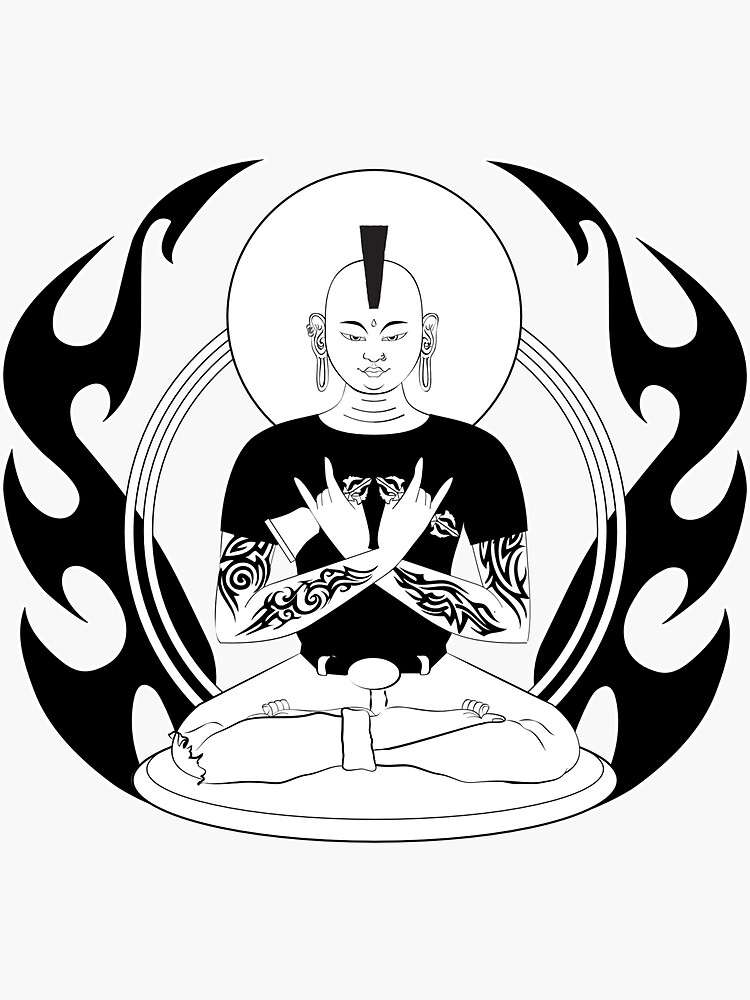 "Punk Rock Buddha - Full body" Sticker by TheKamikazen | Redbubble