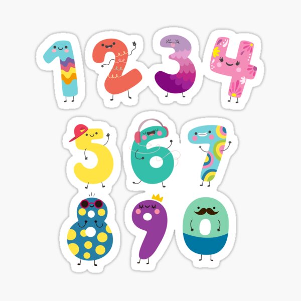 "Cute Numbers " Sticker for Sale by VintagePathway | Redbubble
