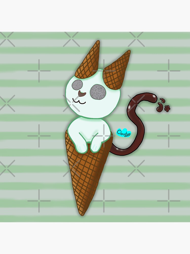 "Ice cream kitty" Sticker by Cloudys-Space | Redbubble