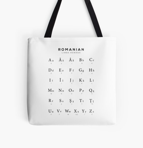 "Romanian Alphabet Chart, Romania Language Chart, White" Tote Bag by ...
