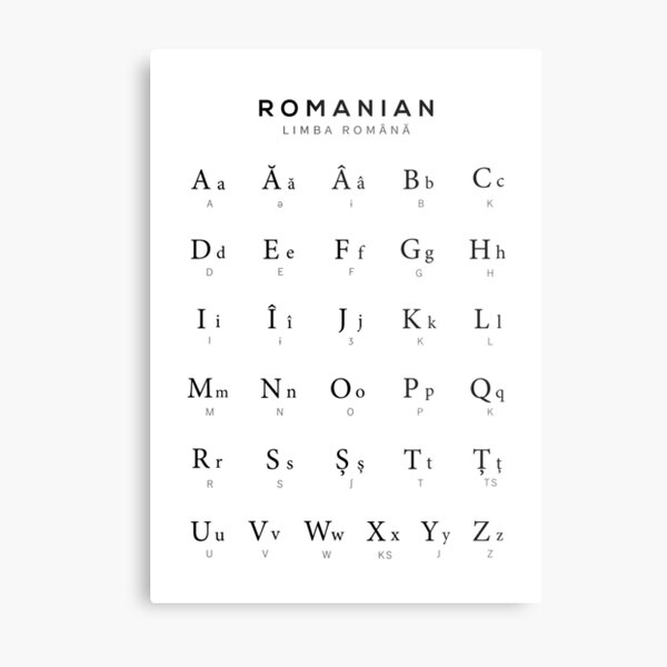 Lámina metálica «Tabla de alfabeto rumano, Tabla de idioma de Rumania ...