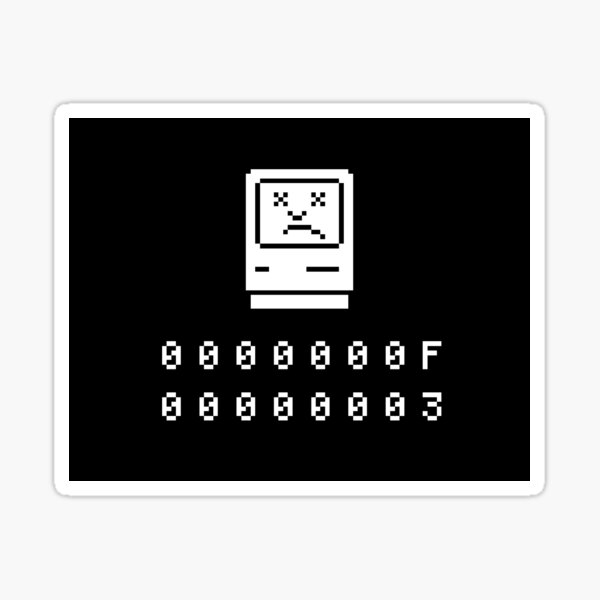 "Apple Mac - Retro 1990s Classic Sad Face Error Message" Sticker for ...