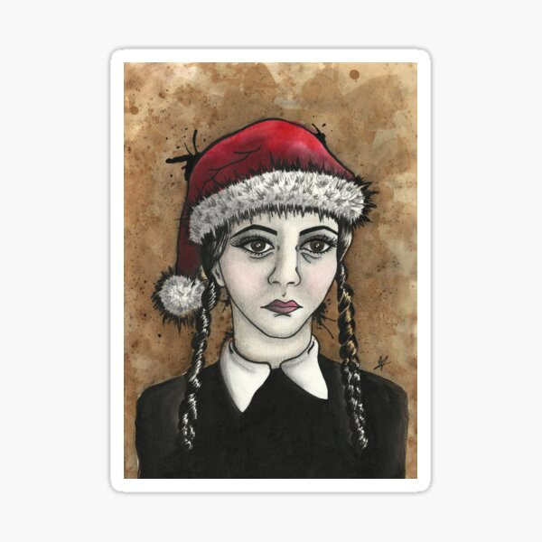 "Wednesday Addams Christmas" Sticker by VictoriaThorpe | Redbubble
