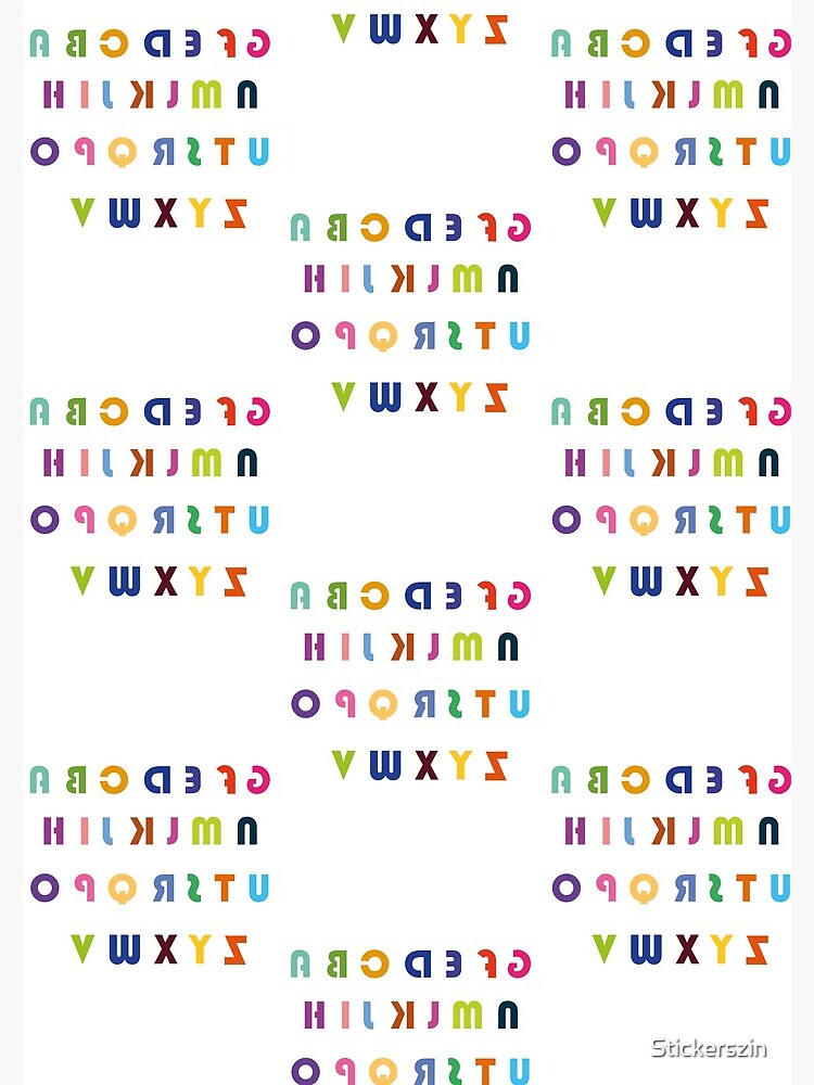 "Backwards Letter full Alphabet Letters Sticker" Spiral Notebook by ...