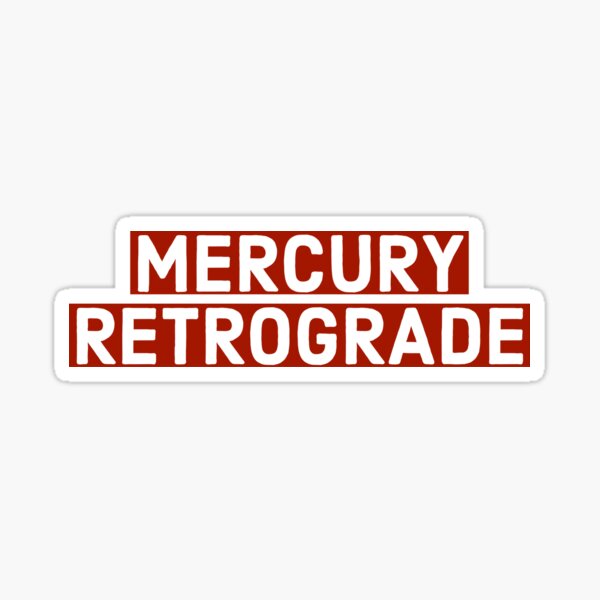 "Mercury retrograde text design with a red background on a gray T-shirt ...