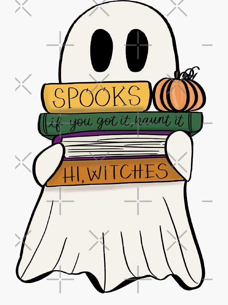"Ghost with Books" Sticker for Sale by Mvillstyles | Redbubble