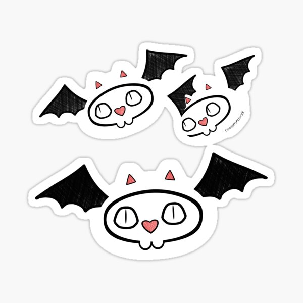 "Cat Bats" Sticker for Sale by GlassesArtwork | Redbubble