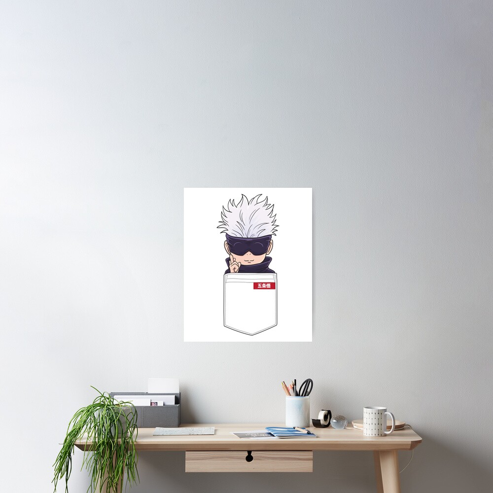 "Jujutsu Kaisen T-ShirtAnime Satoru Gojo Blindfolded Chibi Pocket ...