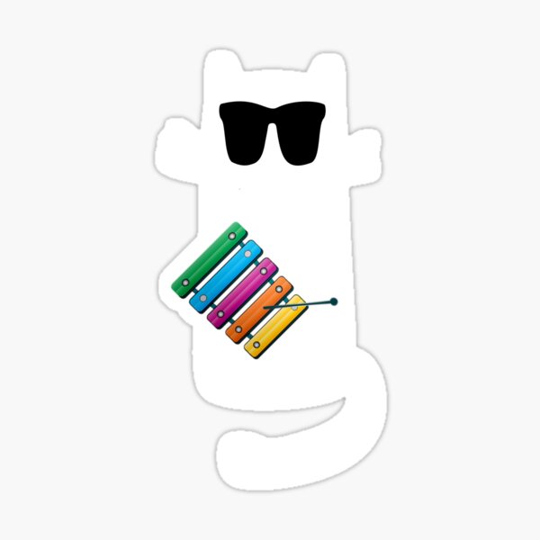 "Funny Cat Wearing Sunglasses Playing Xylophone" Sticker for Sale by ...