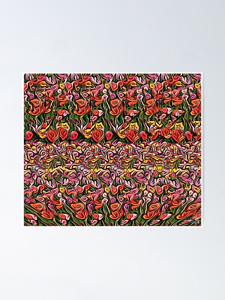 "Flower Pot Stereogram" Poster for Sale by JMarP | Redbubble