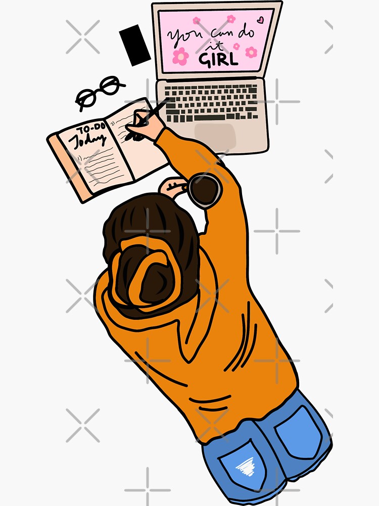 "Girl studying" Sticker for Sale by Mermaidssparkle | Redbubble