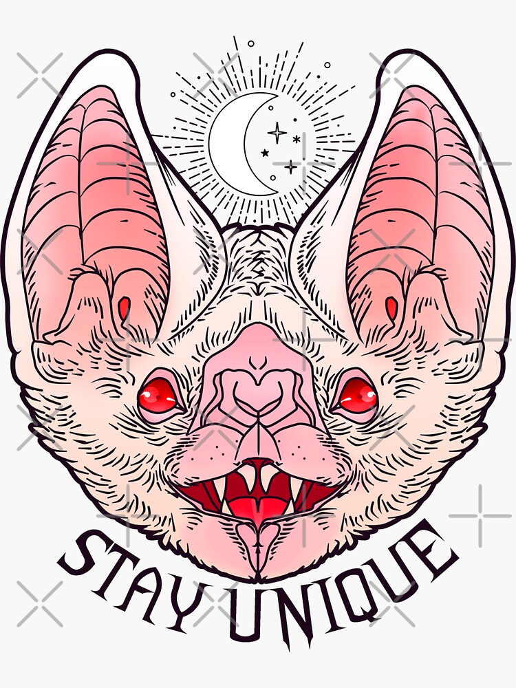 "Cute But Creepy Albino Vampire Bat Face Stay Unique" Sticker for Sale ...