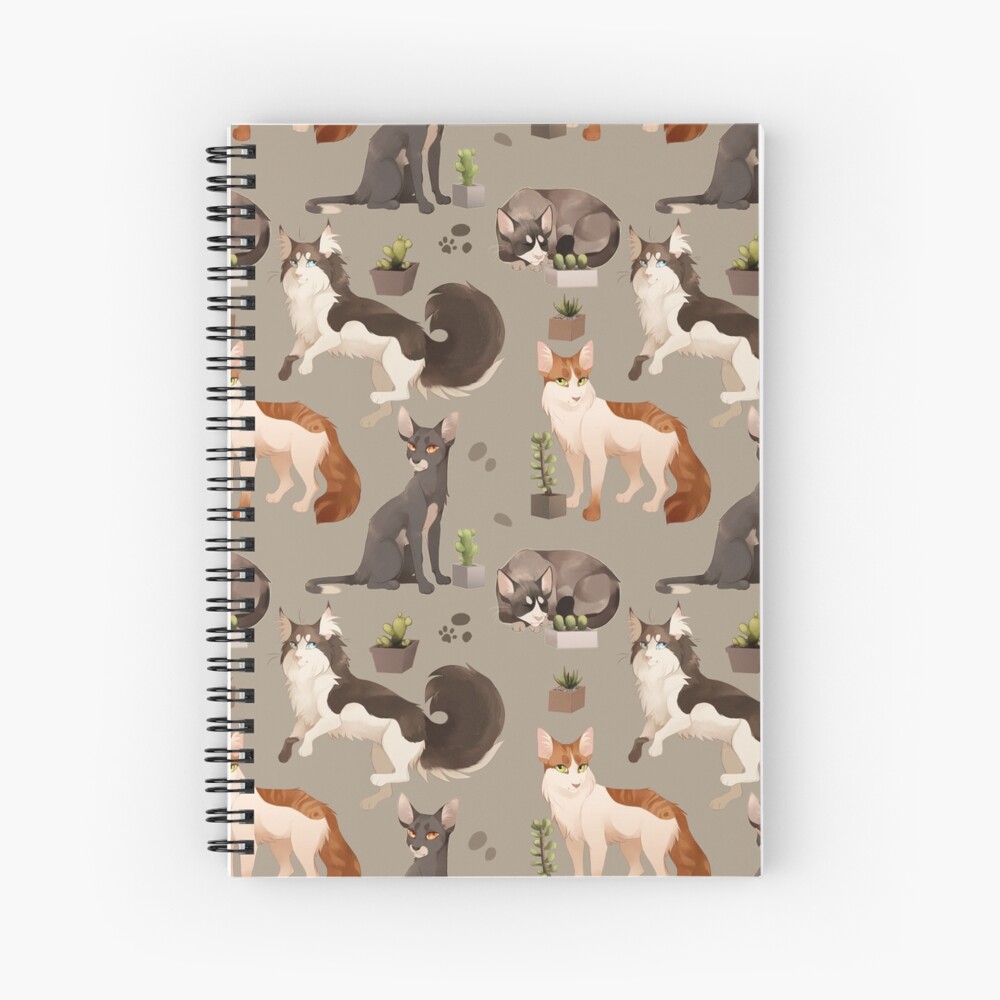 "Cat Pattern" Spiral Notebook by Maplespyder | Redbubble