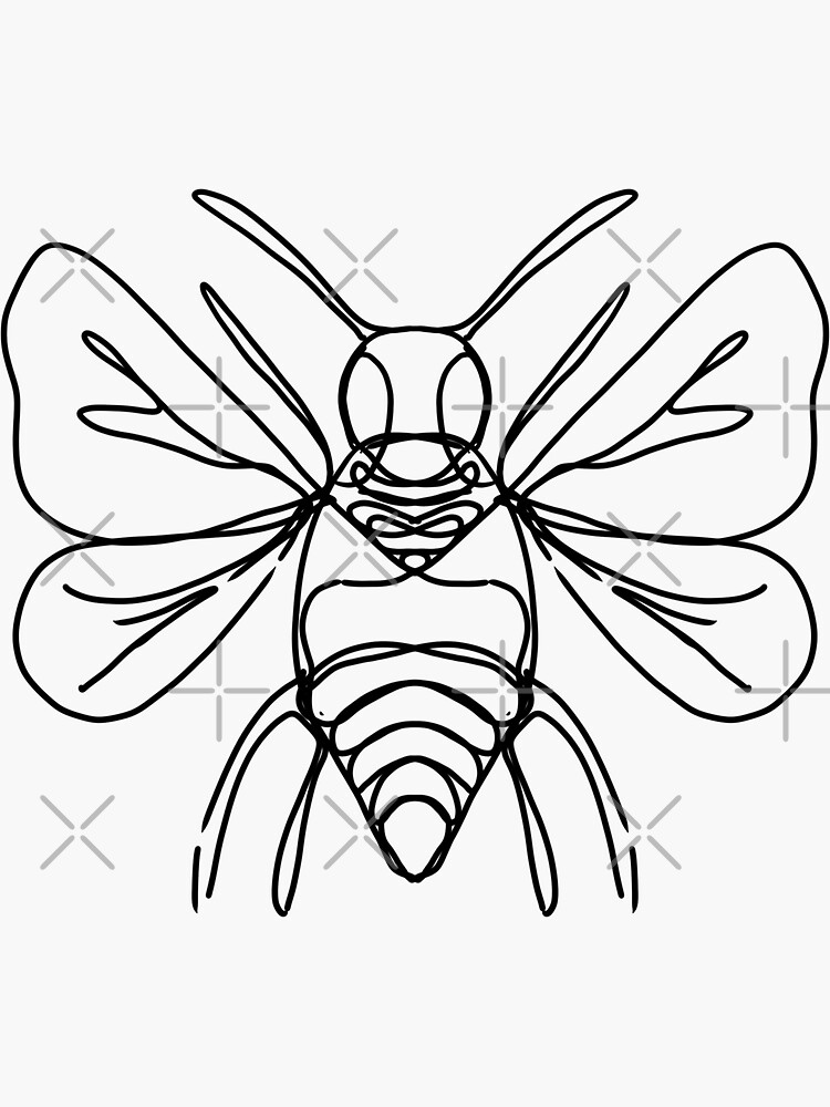 "Minimalistic black line bee" Sticker for Sale by mcb-jp | Redbubble