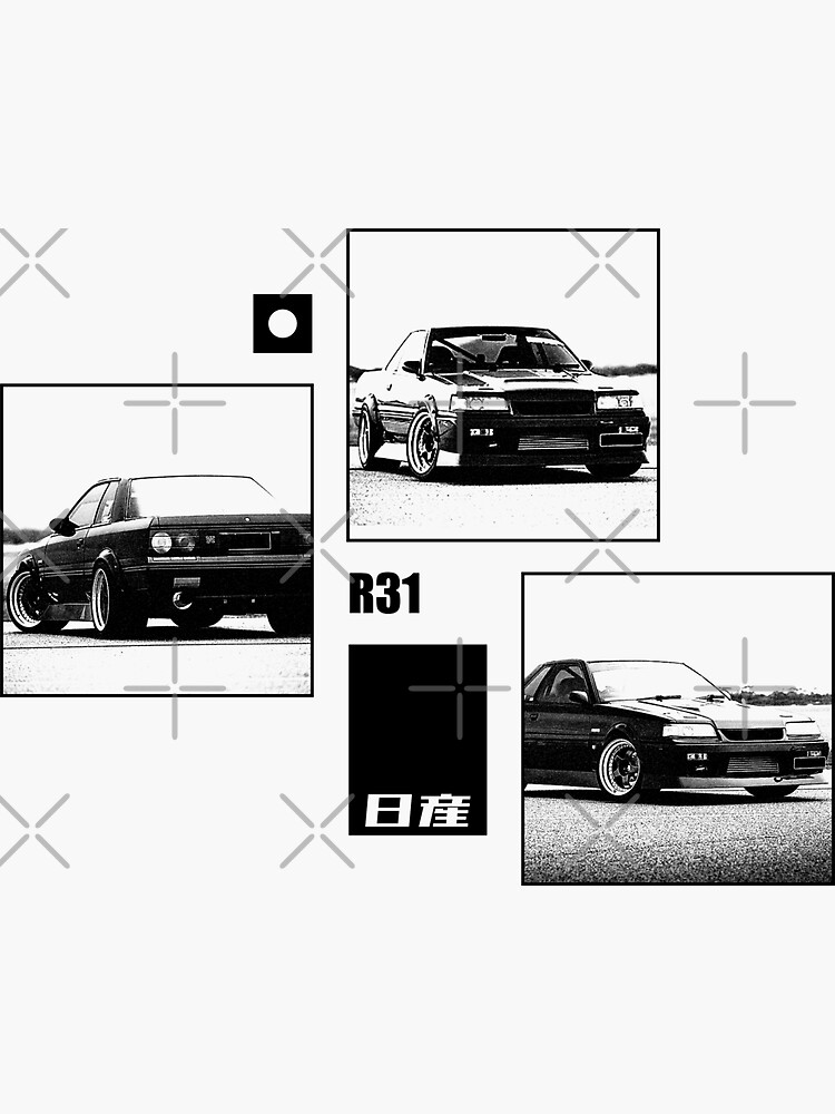"NISSAN SKYLINE GTS-R R31 Black 'N White Archive" Sticker for Sale by ...