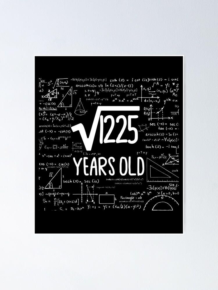 "Square Root of 1225, 35th Birthday Gift, 35 Years Old Gift, Math Lover ...
