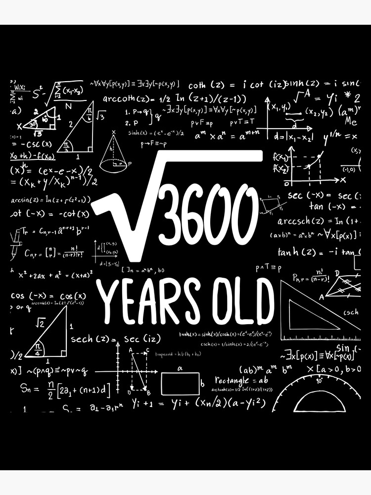 "Square Root of 3600, 60th Birthday Gift, 60 Years Old Gift, Math Lover ...