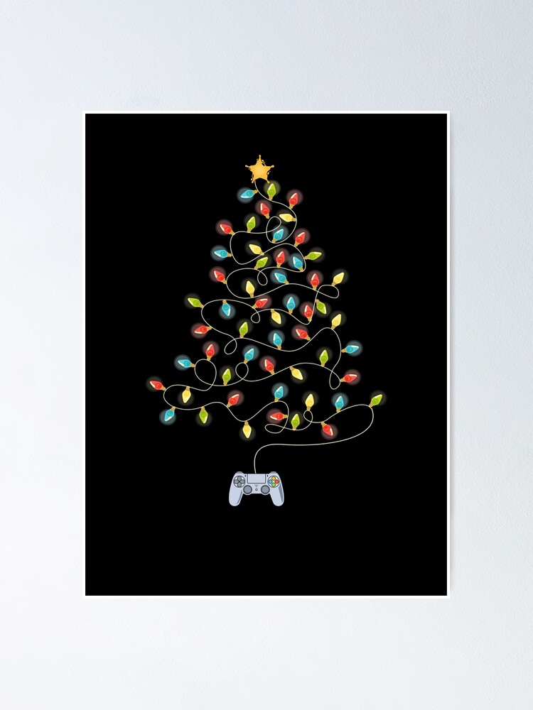 "Video Game Christmas Tree Lights Xmas Gaming" Poster for Sale by ...