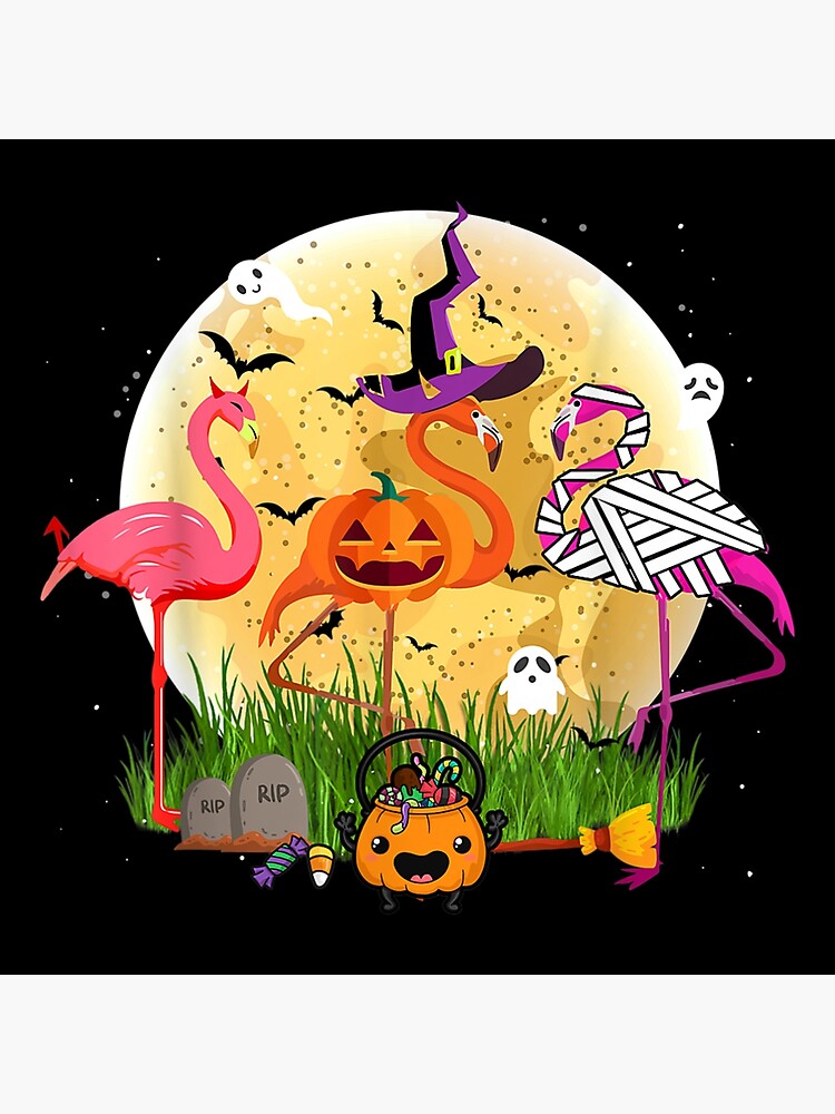 Witch Pumpkin Flamingo Trick Or Treat - Spooky Premium Matte Vertical ...