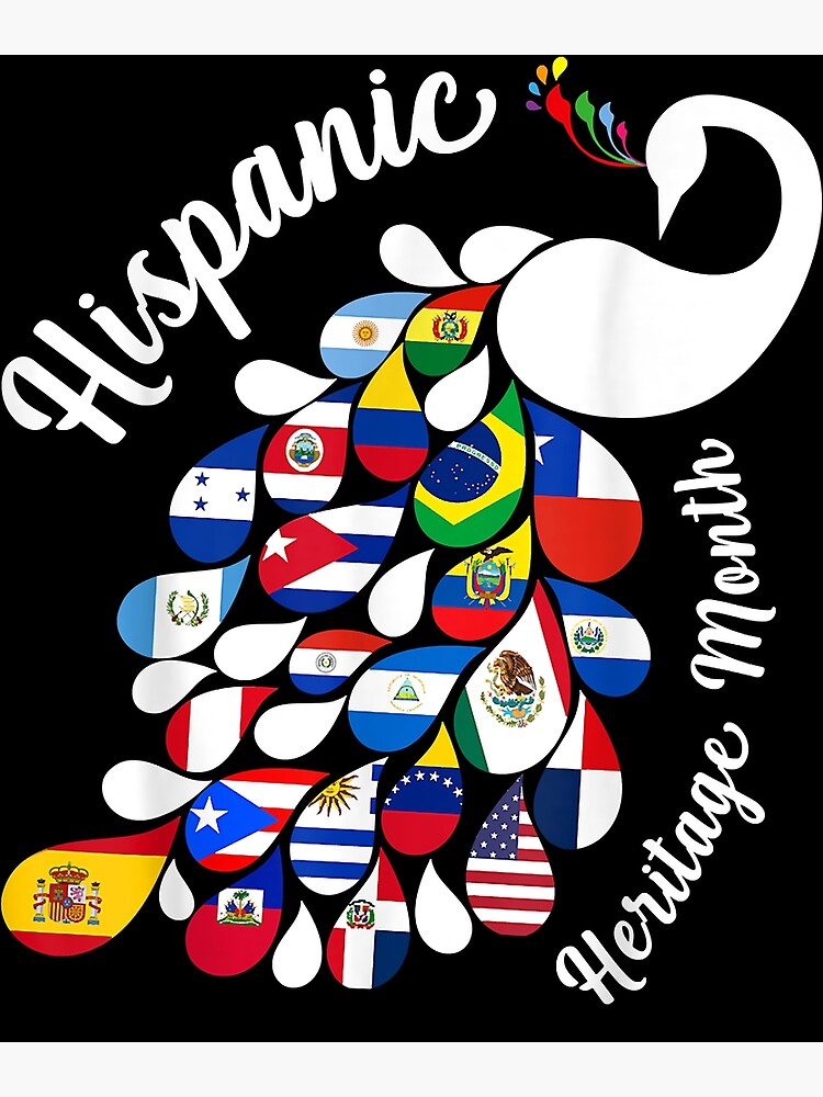 Hispanic Heritage Month Peacock All Countries Flags Women Poster For